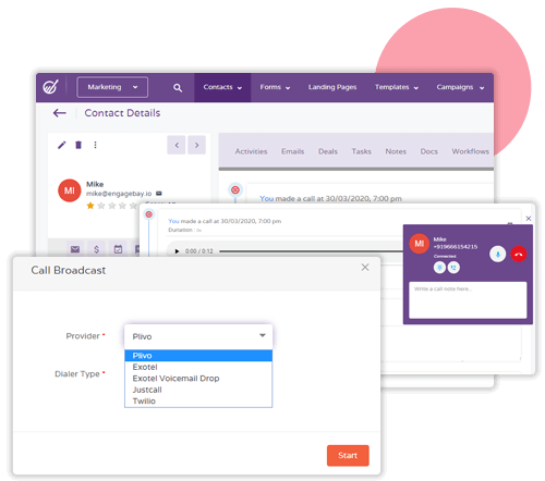 Call Center CRM Software with Auto Dialer | EngageBay CRM