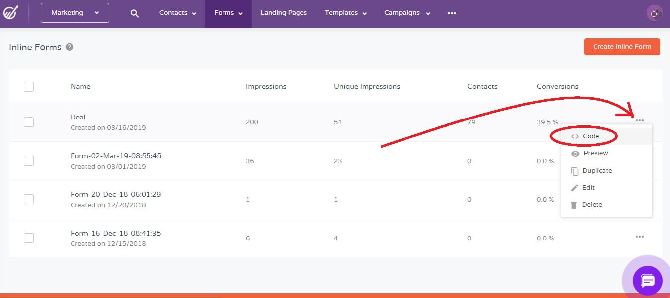 Create inline forms in EngageBay Create inline forms in EngageBay